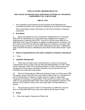 Fillable Online THE COURT OF PROTECTION (ENDURING POWERS OF ATTORNEY ...