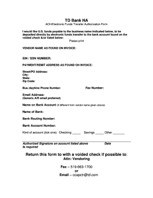 Fillable Online TD Bank NA Fax Email Print - pdfFiller