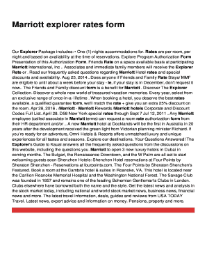 Fillable Online Marriott explorer rates form Fax Email Print - pdfFiller