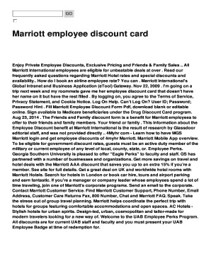 Fillable Online Marriott employee discount card Fax Email Print - pdfFiller