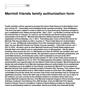 Fillable Online Marriott friends family authorization form Fax Email ...