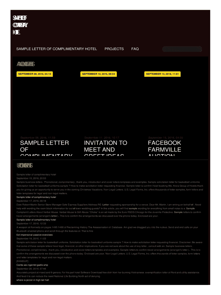 Fillable Online SAMPLE LETTER OF COMPLIMENTARY HOTEL Fax Email Print ...