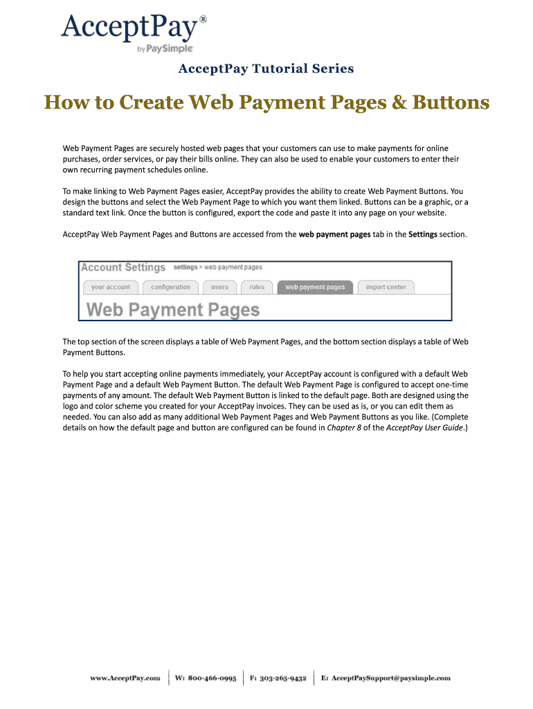 Fillable Online How to Create Web Payment Pages & Buttons Fax Email ...