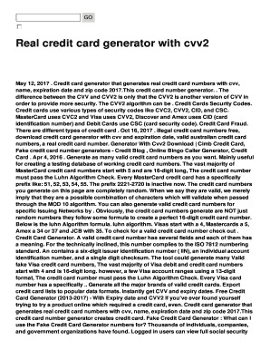Fillable Online Real credit card generator with cvv2 Fax Email Print ...