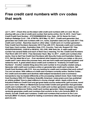 Credit Card Numbers With Cvv - Fill Online, Printable, Fillable, Blank ...