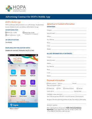 Fillable Online Advertising Contract for HOPA Mobile App Fax Email ...