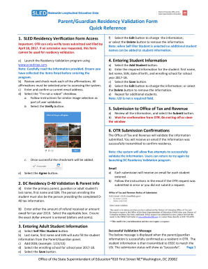 Fillable Online Parent/Guardian Residency Validation Form Fax Email Print - pdfFiller