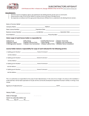 Fillable Online SUBCONTRACTORS AFFIDAVIT Fax Email Print - pdfFiller