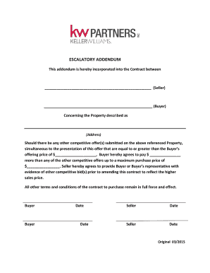 Fillable Online ESCALATORY ADDENDUM Fax Email Print - pdfFiller