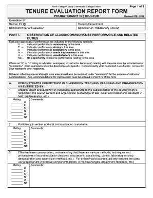 Fillable Online TENURE EVALUATION REPORT FORM Fax Email Print - pdfFiller