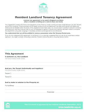 Fillable Online Resident Landlord Tenancy Agreement Fax Email Print - pdfFiller
