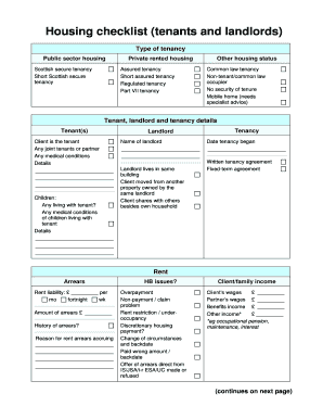 Fillable Online Housing checklist (tenants and landlords) Fax Email ...