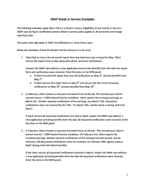 Fillable Online SNAP Break In Service Examples Fax Email Print - pdfFiller