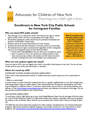 Fillable Online Enrollment in New York City Public Schools Fax Email ...