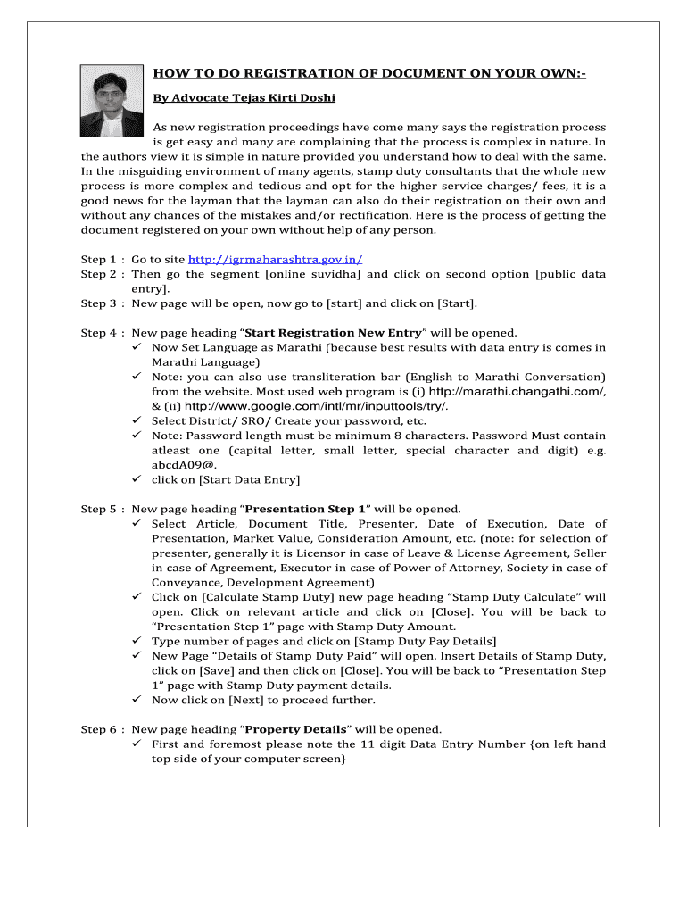 Fillable Online HOW TO DO REGISTRATION OF DOCUMENT ON YOUR OWN:By ...