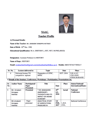 Fillable Online Teacher Profile Fax Email Print - pdfFiller