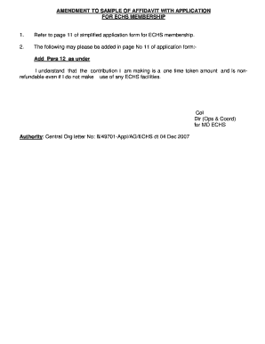 Fillable Online AMENDMENT TO SAMPLE OF AFFIDAVIT WITH APPLICATION Fax ...