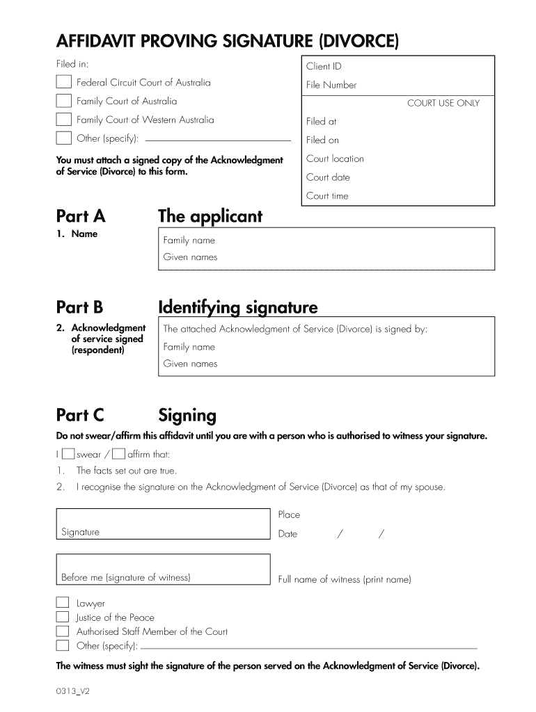 Fillable Online AFFIDAVIT PROVING SIGNATURE (DIVORCE) Fax Email Print ...