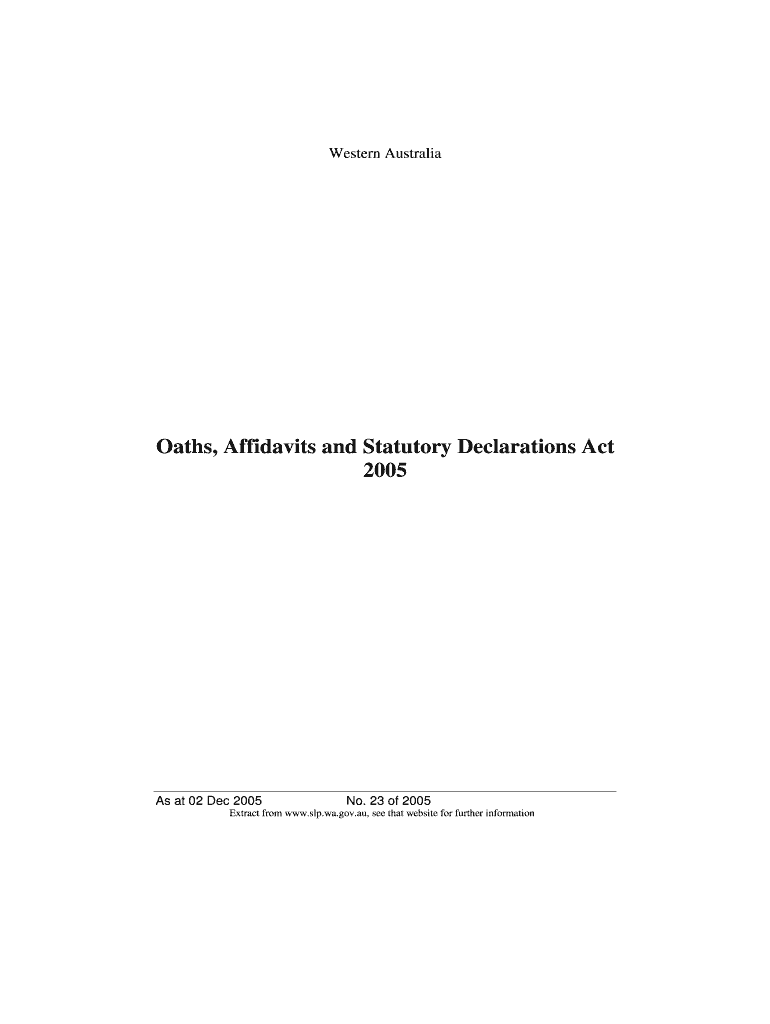 Fillable Online Oaths, Affidavits and Statutory Declarations Act Fax ...