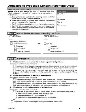 Fillable Online Annexure to Proposed Consent Parenting Order Fax Email Print - pdfFiller
