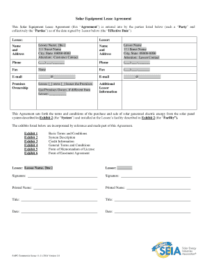 Fillable Online Solar Equipment Lease Agreement Fax Email Print - pdfFiller