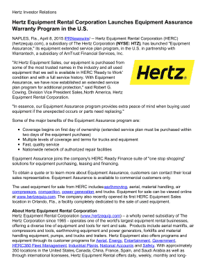 Fillable Online Hertz Equipment Rental Corporation Launches Equipment ...