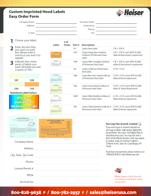 Fillable Online Custom Imprinted Hood Labels Fax Email Print - pdfFiller