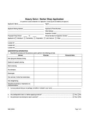 Fillable Online Beauty Salon / Barber Shop Application Fax Email Print ...
