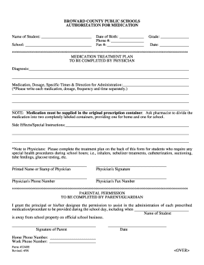 Fillable Online MEDICATION TREATMENT PLAN Fax Email Print - pdfFiller