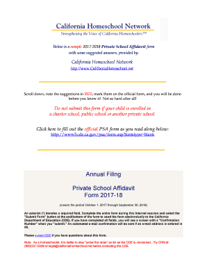 Fillable Online Below is a sample 2017-2018 Private School Affidavit ...