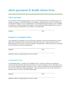 Fillable Online client agreement & health release form Fax Email Print ...