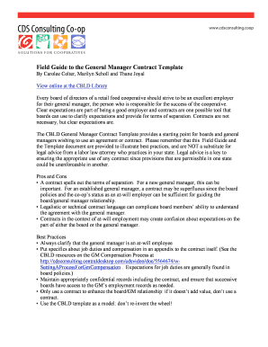 Fillable Online Field Guide to the General Manager Contract Template ...