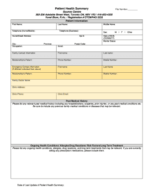 Fillable Online Patient Health Summary Fax Email Print - pdfFiller