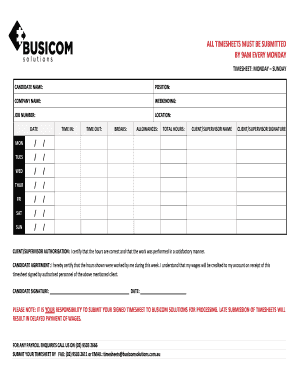 Fillable Online ALL TIMESHEETS MUST BE SUBMITTED Fax Email Print ...
