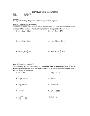 Fillable Online Introduction to Logarithms Fax Email Print - pdfFiller