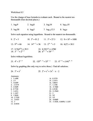 Fillable Online Use the change of base formula to evaluate each Fax ...