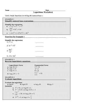 Fillable Online Logarithms Worksheet Fax Email Print - pdfFiller