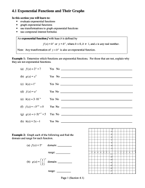 Fillable Online 1 Exponential Functions and Their Graphs Fax Email Print - pdfFiller