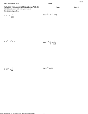 Fillable Online Solving Exponential Equations WS #3 Fax Email Print ...