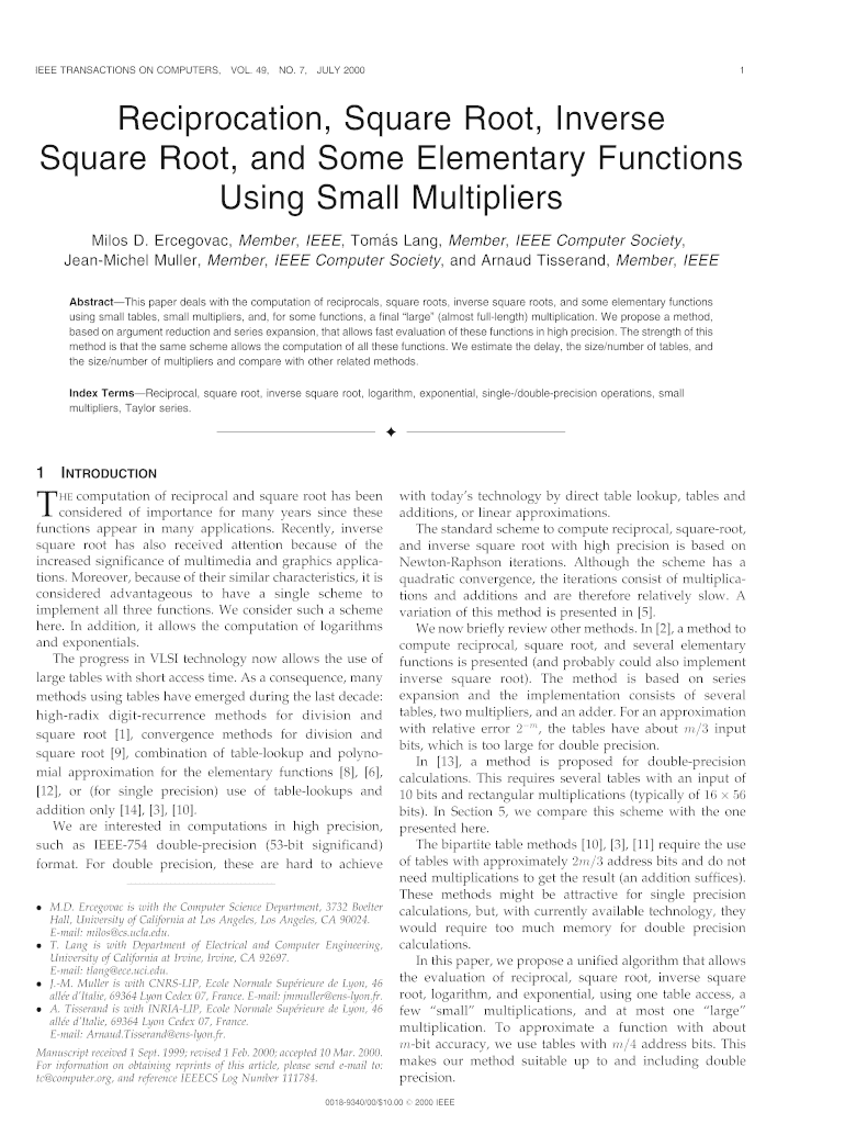 Fillable Online Reciprocation, Square Root, Inverse Fax Email Print - pdfFiller