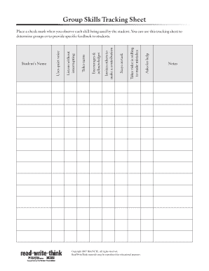 Fillable Online Group Skills Tracking Sheet Fax Email Print - pdfFiller
