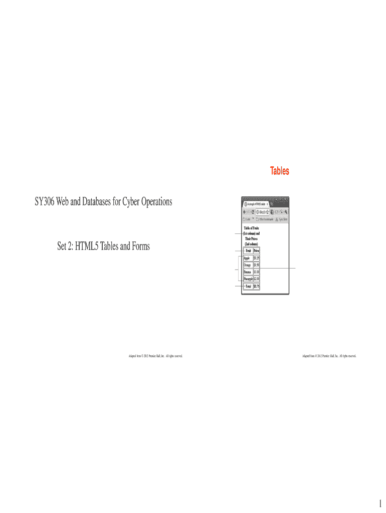 Fillable Online Set 2: HTML5 Tables and Forms Fax Email Print - pdfFiller