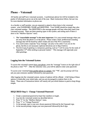 Fillable Online Phone Voicemail Fax Email Print - pdfFiller