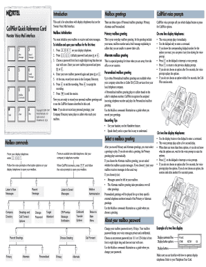 Fillable Online CallPilot Quick Reference Card Fax Email Print - pdfFiller