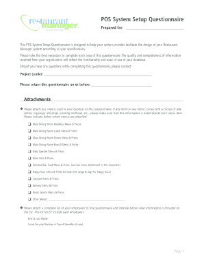Fillable Online POS System Setup Questionnaire Fax Email Print - pdfFiller