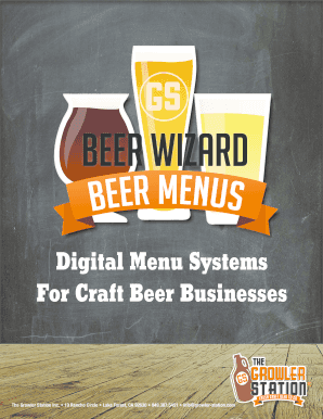 Fillable Online BEER MENUS Fax Email Print - pdfFiller