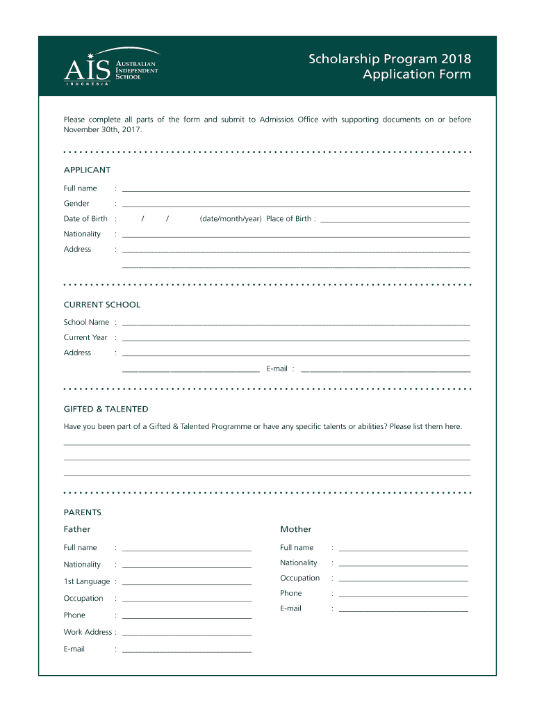 Fillable Online Scholarship Program 2018 Fax Email Print - pdfFiller