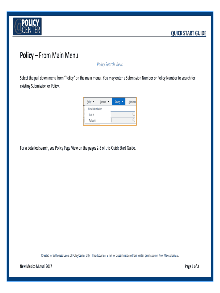 Fillable Online Policy From Main Menu Fax Email Print - pdfFiller