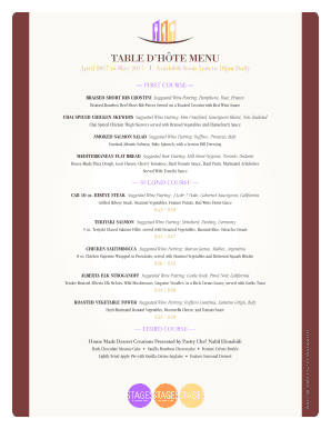 Fillable Online Table D'HTe Menu - DoubleTree by Hilton Fax Email Print ...