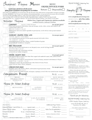 Fillable Online Seasonal Thyme Menus Fax Email Print - pdfFiller